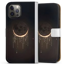 DeinDesign iPhone 12 Pro Max Handy Klapph&uuml;lle Handyh&uuml;lle aus Kunst Leder wei&szlig; Flip Case Full Moon Moon Light Sideflip mit Lasche