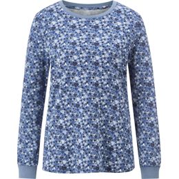 CR&Eacute;ATION L Damen Sweatshirt mit Herzchen taubenblau-royalblau-bedruckt Gr&ouml;&szlig;e 40