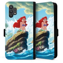 DeinDesign Galaxy A32 5G Handy Klapph&uuml;lle Handyh&uuml;lle aus Kunst Leder schwarz Flip Case Official Licensed Product Mermaid Arielle Die Meerjungfrau Sideflip mit 