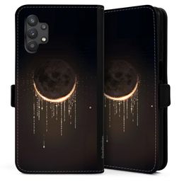 DeinDesign Galaxy A32 5G Handy Klapph&uuml;lle Handyh&uuml;lle aus Kunst Leder schwarz Flip Case Moon Light Full Moon Sideflip mit langer Lasche
