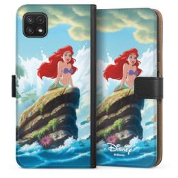 DeinDesign Galaxy A22 5G Handy Klapph&uuml;lle Handyh&uuml;lle aus Kunst Leder schwarz Flip Case Official Licensed Product Arielle Die Meerjungfrau Mermaid Sideflip mit 