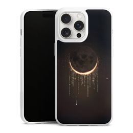 DeinDesign iPhone 15 Pro Max Handy Silikon H&uuml;lle Case wei&szlig; Handyh&uuml;lle Full Moon Moon Light Silikon Case