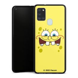 DeinDesign Galaxy A21s Handy Silikon H&uuml;lle Case schwarz Handyh&uuml;lle Official Licensed Product Spongebob Kindheit