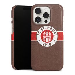 DeinDesign iPhone 15 Pro Handy Premium Case Smartphone Handyh&uuml;lle Schutzh&uuml;lle gl&auml;nzend Fc St. Pauli Logo Official Licensed Product Premium Case