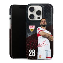 DeinDesign iPhone 15 Pro Handy Premium Case Smartphone Handyh&uuml;lle Schutzh&uuml;lle gl&auml;nzend Official Licensed Product Deniz Undav Vfb Stuttgart Premium Case