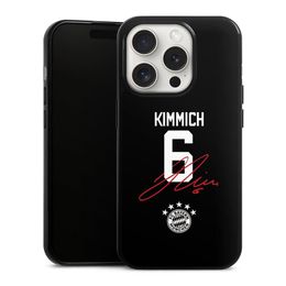 DeinDesign iPhone 15 Pro Handy Slim Case extra d&uuml;nn Silikon Handyh&uuml;lle schwarz H&uuml;lle Fcb Fc Bayern M&uuml;nchen Kimmich Silikon Slim Case