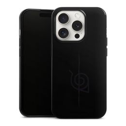 DeinDesign iPhone 15 Pro Handy Slim Case extra d&uuml;nn Silikon Handyh&uuml;lle schwarz H&uuml;lle Konoha Sasuke Naruto Shippuden Silikon Slim Case