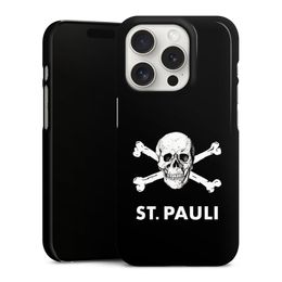 DeinDesign iPhone 15 Pro Handy Premium Case Smartphone Handyh&uuml;lle Schutzh&uuml;lle gl&auml;nzend Totenkopf Fc St. Pauli Official Licensed Product Premium Case