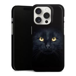 DeinDesign iPhone 15 Pro Handy Premium Case Smartphone Handyh&uuml;lle Schutzh&uuml;lle gl&auml;nzend Eye Cat Black Premium Case