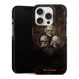 DeinDesign iPhone 15 Pro Handy Premium Case Smartphone Handyh&uuml;lle Schutzh&uuml;lle gl&auml;nzend Gothic Art Skulls Premium Case