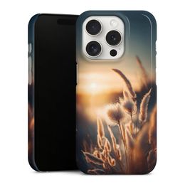 DeinDesign iPhone 15 Pro Handy Premium Case Smartphone Handyh&uuml;lle Schutzh&uuml;lle gl&auml;nzend Sun Pampasgras Nature Premium Case