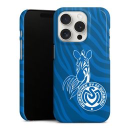 DeinDesign iPhone 15 Pro Handy Premium Case Smartphone Handyh&uuml;lle Schutzh&uuml;lle gl&auml;nzend Merchandise Msv Duisburg Zebra Premium Case