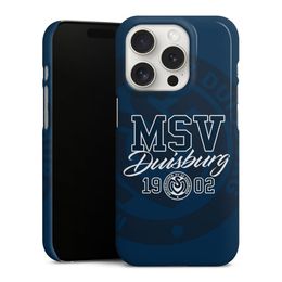 DeinDesign iPhone 15 Pro Handy Premium Case Smartphone Handyh&uuml;lle Schutzh&uuml;lle gl&auml;nzend Soccer Merchandise Msv Duisburg Premium Case