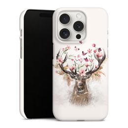 DeinDesign iPhone 15 Pro Handy Premium Case Smartphone Handyh&uuml;lle Schutzh&uuml;lle gl&auml;nzend Deer Flowers Animals Premium Case