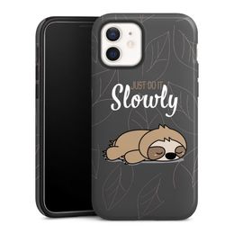DeinDesign iPhone 12 mini Handy Panzer Handyh&uuml;lle robuste Outdoor H&uuml;lle Schutzh&uuml;lle gl&auml;nzend Sloth Lazy Sunday Sayings Tough Case