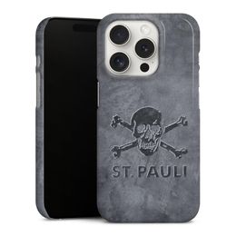 DeinDesign iPhone 15 Pro Handy Premium Case Smartphone Handyh&uuml;lle Schutzh&uuml;lle gl&auml;nzend Logo Fc St. Pauli Concrete Premium Case