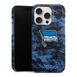DeinDesign iPhone 15 Pro Handy Premium Case Smartphone Handyh&uuml;lle Schutzh&uuml;lle gl&auml;nzend Flag Hertha Bsc Logo Premium Case