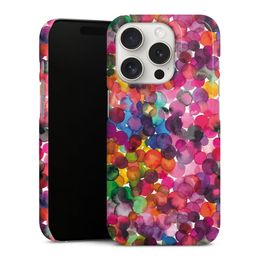 DeinDesign iPhone 15 Pro Handy Premium Case Smartphone Handyh&uuml;lle Schutzh&uuml;lle gl&auml;nzend Water Colour Colourful Points Premium Case