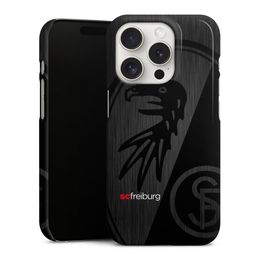 DeinDesign iPhone 15 Pro Handy Premium Case Smartphone Handyh&uuml;lle Schutzh&uuml;lle gl&auml;nzend Sc Freiburg Metallic Look Official Licensed Product Premium Case