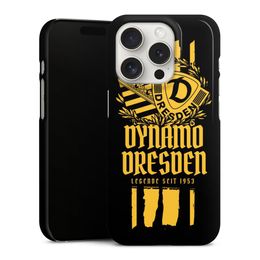 DeinDesign iPhone 15 Pro Handy Premium Case Smartphone Handyh&uuml;lle Schutzh&uuml;lle gl&auml;nzend Sg Dynamo Dresden Statement Sgd Premium Case