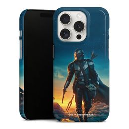 DeinDesign iPhone 15 Pro Handy Premium Case Smartphone Handyh&uuml;lle Schutzh&uuml;lle gl&auml;nzend Star Wars The Mandalorian Sunset Premium Case