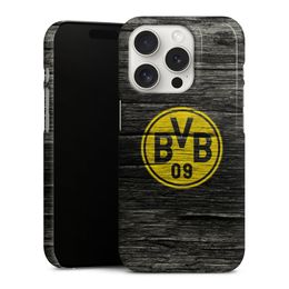 DeinDesign iPhone 15 Pro Handy Premium Case Smartphone Handyh&uuml;lle Schutzh&uuml;lle gl&auml;nzend Wooden Look Bvb Borussia Dortmund Premium Case