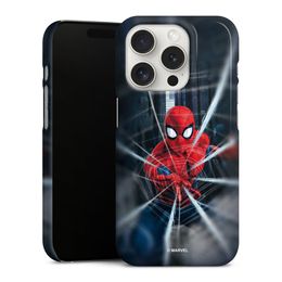 DeinDesign iPhone 15 Pro Handy Premium Case Smartphone Handyh&uuml;lle Schutzh&uuml;lle gl&auml;nzend Kinofilm Marvel Spiderman Premium Case