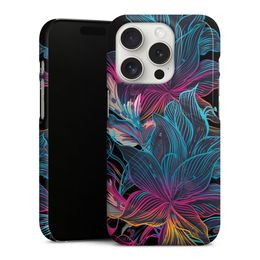 DeinDesign iPhone 15 Pro Handy Premium Case Smartphone Handyh&uuml;lle Schutzh&uuml;lle gl&auml;nzend Colourful Flowers Neon Premium Case