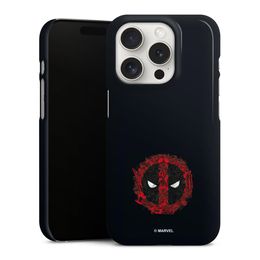 DeinDesign iPhone 15 Pro Handy Premium Case Smartphone Handyh&uuml;lle Schutzh&uuml;lle gl&auml;nzend Logo Marvel Deadpool Premium Case