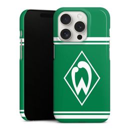 DeinDesign iPhone 15 Pro Handy Premium Case Smartphone Handyh&uuml;lle Schutzh&uuml;lle gl&auml;nzend Sv Werder Bremen Official Licensed Product Logo Premium Case