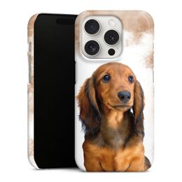 DeinDesign iPhone 15 Pro Handy Premium Case Smartphone Handyh&uuml;lle Schutzh&uuml;lle gl&auml;nzend Pet Dachshund Dog Premium Case