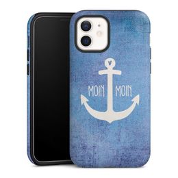 DeinDesign iPhone 12 Handy Panzer Handyh&uuml;lle robuste Outdoor H&uuml;lle Schutzh&uuml;lle matt Anchor Maritim Blue Tough Case