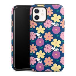 DeinDesign iPhone 12 Handy Panzer Handyh&uuml;lle robuste Outdoor H&uuml;lle Schutzh&uuml;lle matt Muster Snoopy Flowers Tough Case