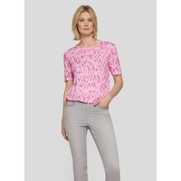 Rabe Damen T-Shirt, pink, Gr. 44, gebl&uuml;mt, gemustert, Jersey, Obermaterial: 50% Baumwolle, 50% Viskose, Shirts, mit floralem Muster