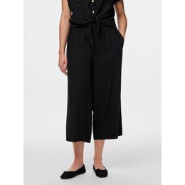 Pieces Damen Schlupfhose "PCPIA HW WIDE CULOTTE WVN NOOS", schwarz, Gr. XS, unifarben, Web, Obermaterial: 70% Viskose, 30% Leinen, Hosen, Sommerhose,