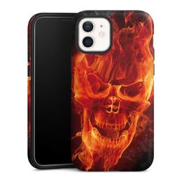 DeinDesign iPhone 12 Handy Panzer Handyh&uuml;lle robuste Outdoor H&uuml;lle Schutzh&uuml;lle matt Fire Skull Totenkopf Tough Case
