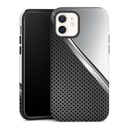 DeinDesign iPhone 12 Handy Panzer Handyh&uuml;lle robuste Outdoor H&uuml;lle Schutzh&uuml;lle matt Steel Metall Carbon Tough Case