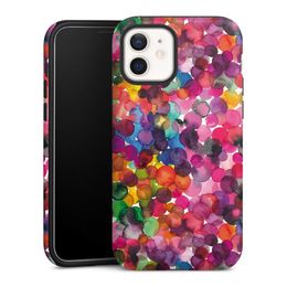 DeinDesign iPhone 12 Handy Panzer Handyh&uuml;lle robuste Outdoor H&uuml;lle Schutzh&uuml;lle matt Water Colour Colourful Points Tough Case