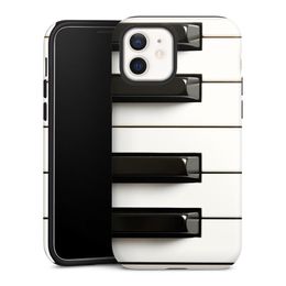 DeinDesign iPhone 12 Handy Panzer Handyh&uuml;lle robuste Outdoor H&uuml;lle Schutzh&uuml;lle matt Klavier Music Piano Tough Case