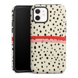 DeinDesign iPhone 12 Handy Panzer Handyh&uuml;lle robuste Outdoor H&uuml;lle Schutzh&uuml;lle matt Stripes Points Kunst Tough Case