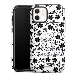 DeinDesign iPhone 12 Handy Panzer Handyh&uuml;lle robuste Outdoor H&uuml;lle Schutzh&uuml;lle matt Peanuts Flowers Snoopy Tough Case
