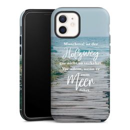 DeinDesign iPhone 12 Handy Panzer Handyh&uuml;lle robuste Outdoor H&uuml;lle Schutzh&uuml;lle matt Spruch Beach Statement Tough Case