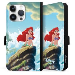 DeinDesign iPhone 14 Pro Max Handy Klapph&uuml;lle Handyh&uuml;lle aus Kunst Leder schwarz Flip Case Official Licensed Product Arielle Die Meerjungfrau Mermaid Sideflip 