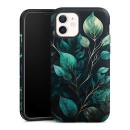 DeinDesign iPhone 12 Handy Panzer Handyh&uuml;lle robuste Outdoor H&uuml;lle Schutzh&uuml;lle matt Eukalyptus Leaves Black Tough Case