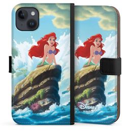 DeinDesign iPhone 14 Plus Handy Klapph&uuml;lle Handyh&uuml;lle aus Kunst Leder schwarz Flip Case Official Licensed Product Arielle Die Meerjungfrau Mermaid Sideflip mit 