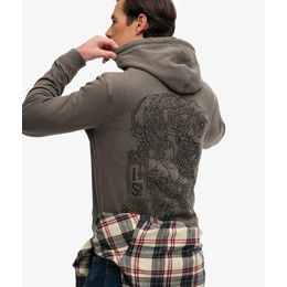 Superdry Herren Baumwolle Logo Druck Lockeres Tokyo Narrative Kapuzenpullover, Grau & Schwarz - Gr&ouml;&szlig;e: L 1040606501937ZCY003