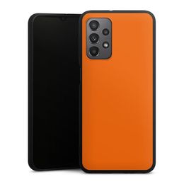 DeinDesign Galaxy A23 5G Handy Premium Silikon H&uuml;lle Handyh&uuml;lle schwarz Case Orange Unicoloured Colour Silikon Premium Case