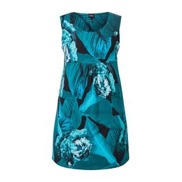 Ulla Popken Kleid Damen Gr&ouml;&szlig;e 54/56 blau / schwarz Winterkleid