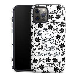 DeinDesign iPhone 12 Pro Handy Panzer Handyh&uuml;lle robuste Outdoor H&uuml;lle Schutzh&uuml;lle matt Peanuts Flowers Snoopy Tough Case