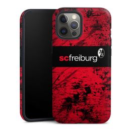 DeinDesign iPhone 12 Pro Handy Panzer Handyh&uuml;lle robuste Outdoor H&uuml;lle Schutzh&uuml;lle matt Official Licensed Product Sc Freiburg Logo Tough Case